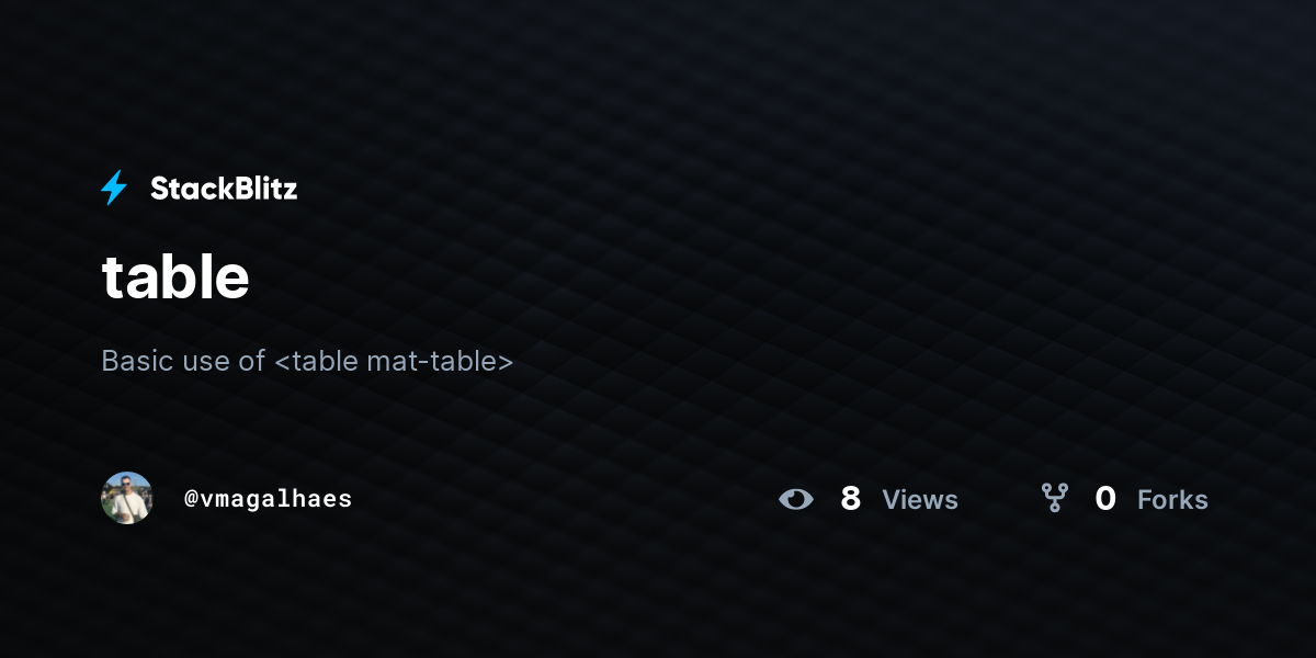Table Stackblitz 