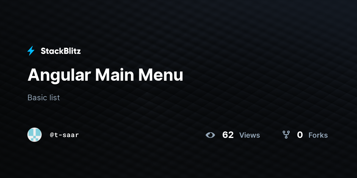Angular Main Menu - StackBlitz