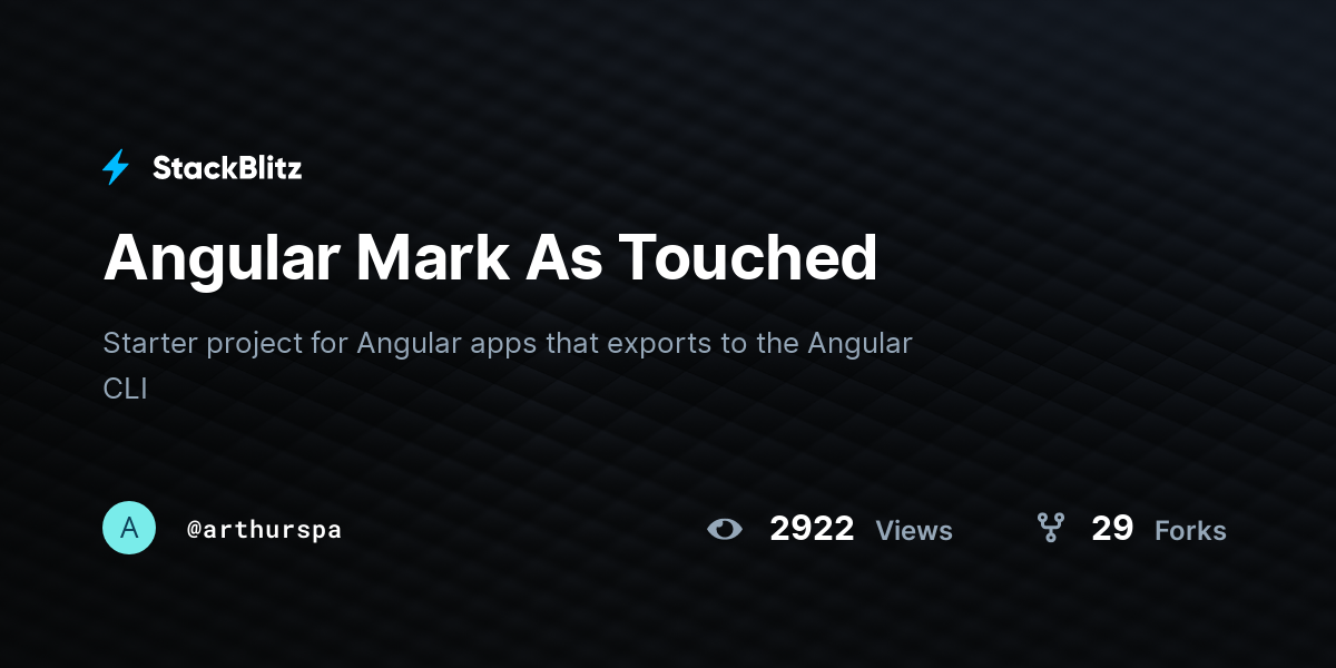 Angular Mark As Touched Stackblitz