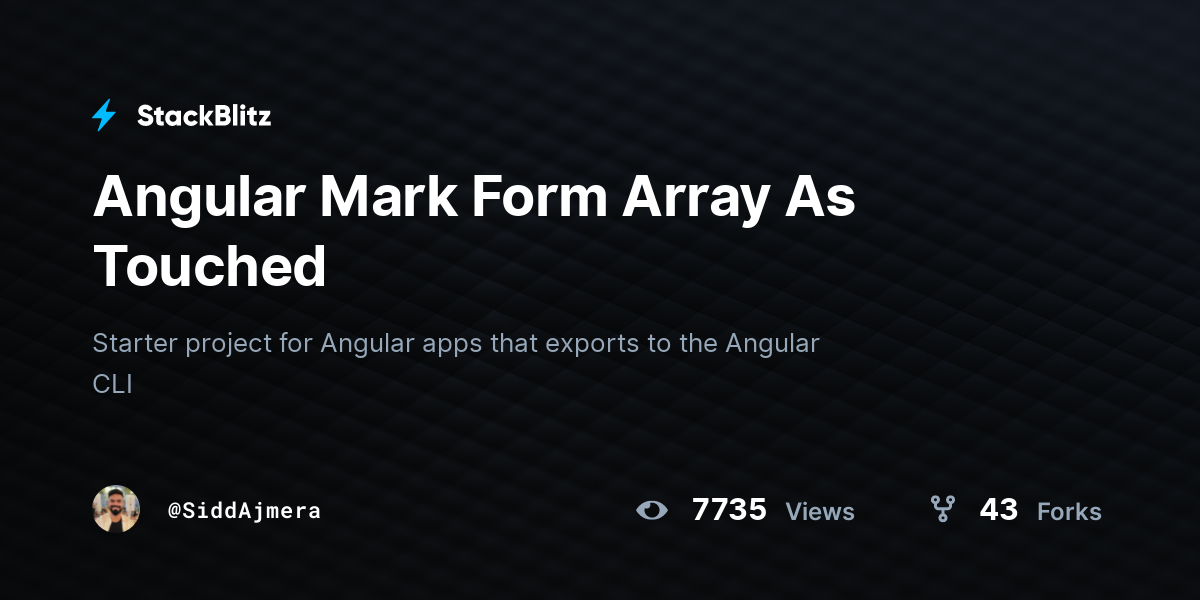 Angular Mark Form Array As Touched Stackblitz