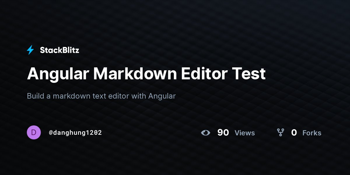Angular Markdown Editor Test Stackblitz
