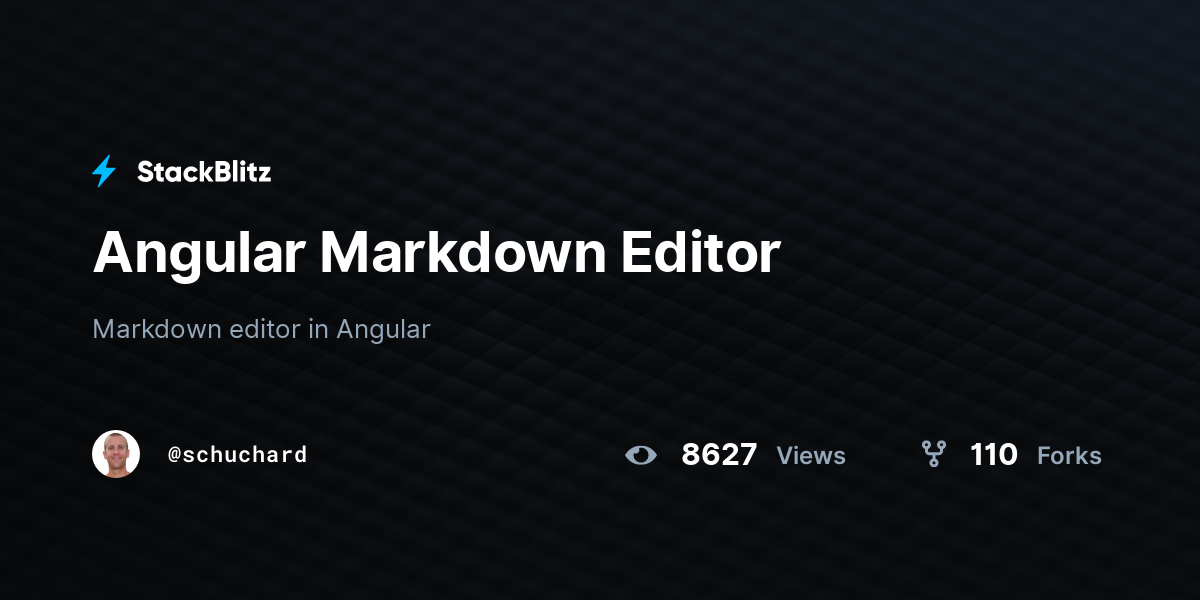 Angular Markdown Editor - StackBlitz Angular Markdown Editor - StackBlitz