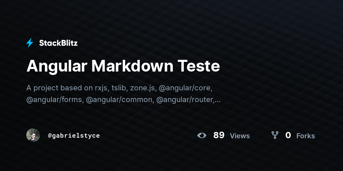 Angular Markdown Teste Stackblitz