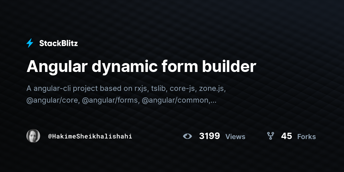 Angular dynamic form builder - StackBlitz
