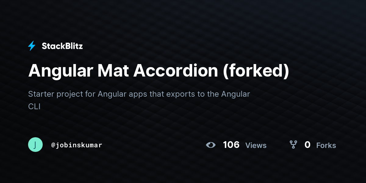 Angular Mat Accordion (forked) - StackBlitz Angular Mat Accordion (forked) - StackBlitz