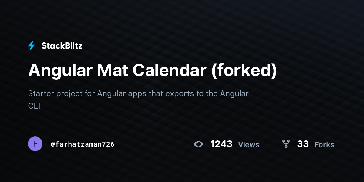 Angular Mat Calendar (forked) - StackBlitz