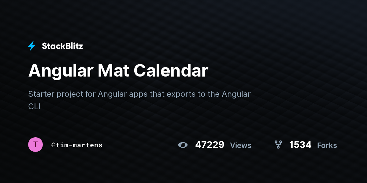 Angular Mat Calendar - StackBlitz