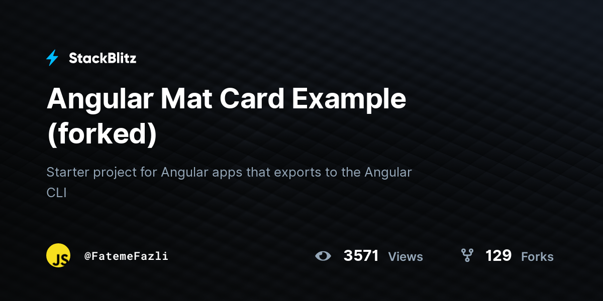 Angular Mat Card Example (forked) - StackBlitz