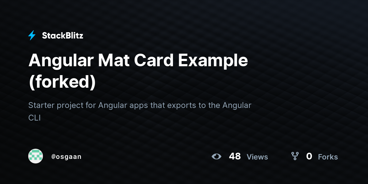 Angular Mat Card Example (forked) - StackBlitz