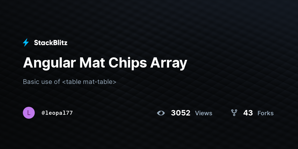 Angular Mat Chips Array - StackBlitz