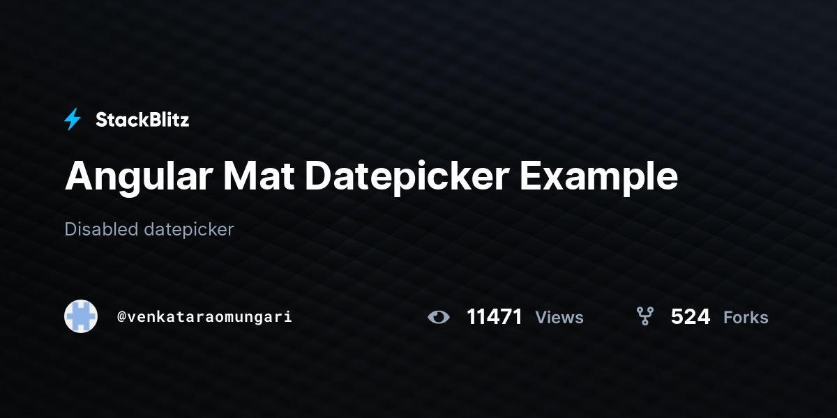 Angular Mat Datepicker Example Stackblitz 