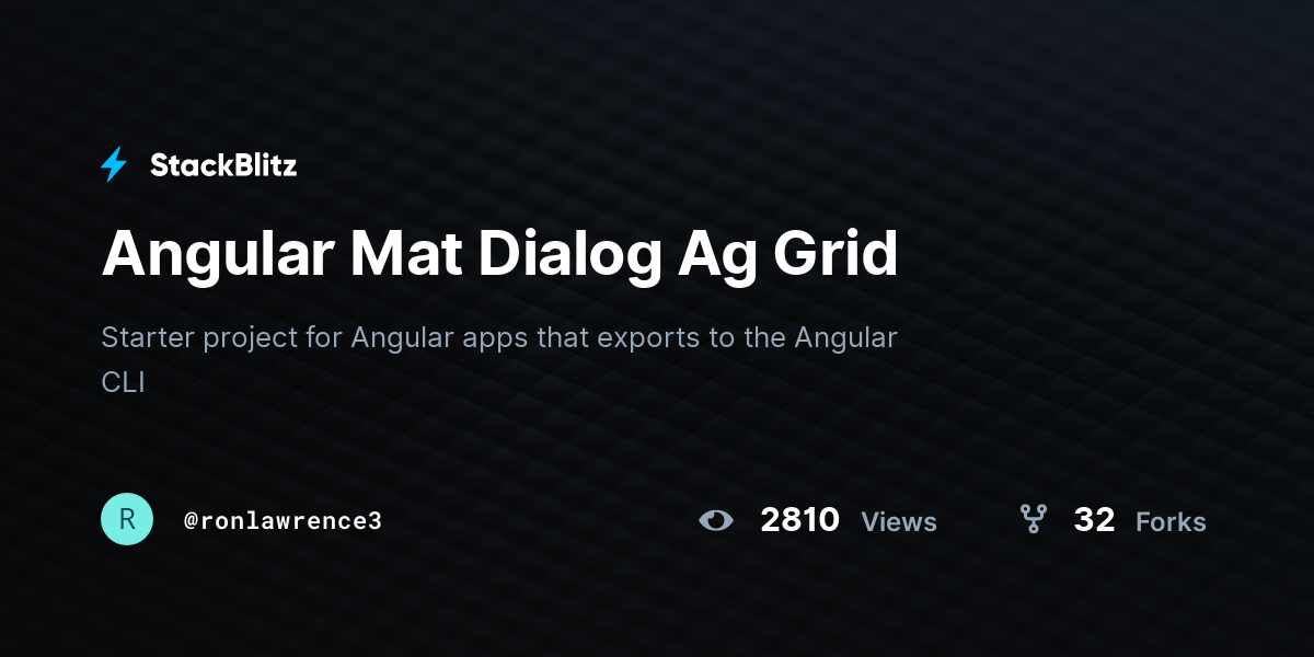 Angular Mat Dialog Ag Grid - StackBlitz