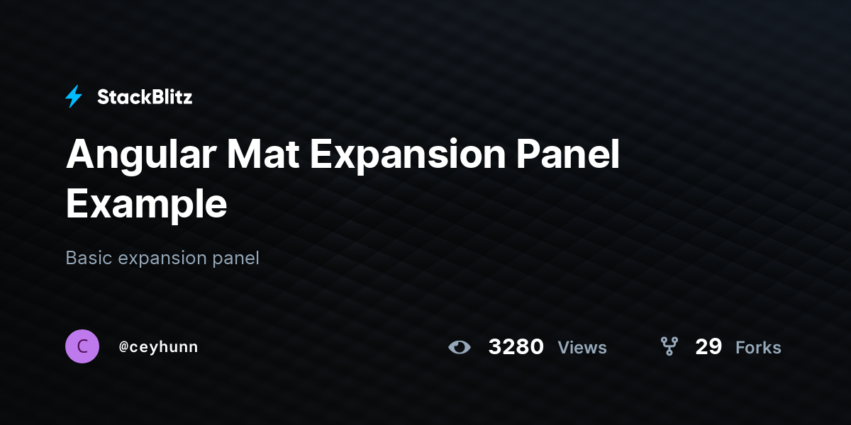 Angular Mat Expansion Panel Example - StackBlitz