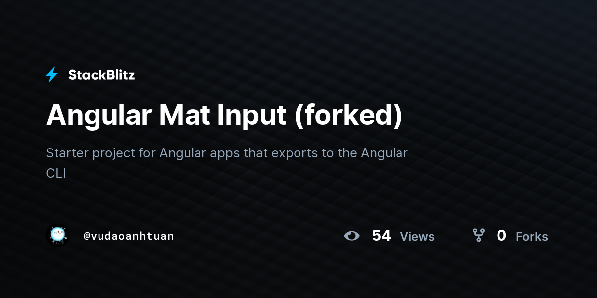 Angular Mat Input (forked) - StackBlitz