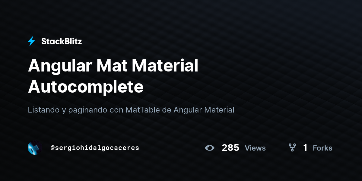 Angular Mat Material Autocomplete - StackBlitz