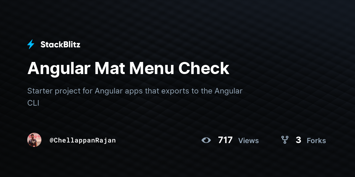 Angular Mat Menu Check - StackBlitz