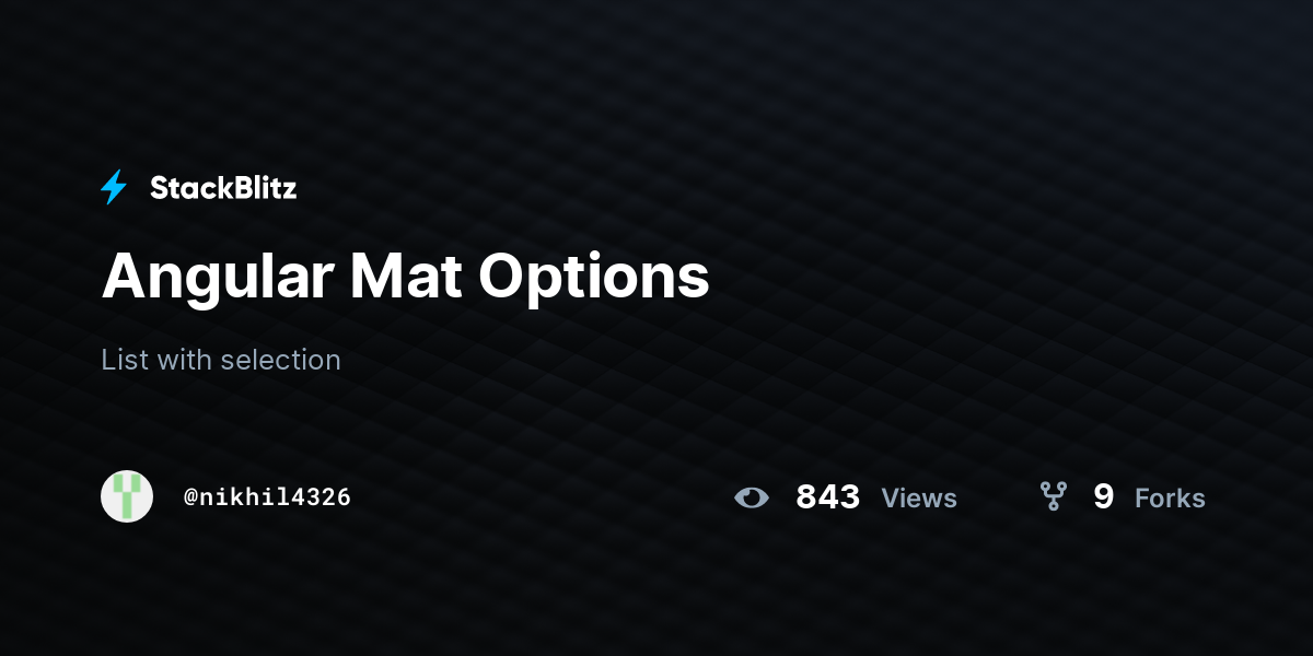 Angular Mat Options - StackBlitz