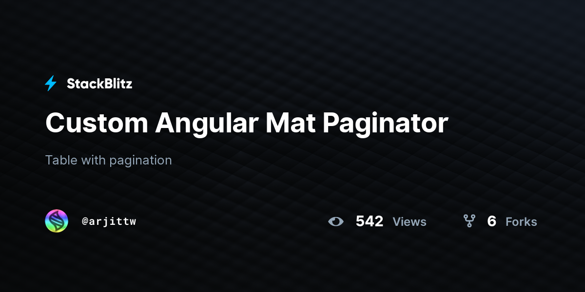 Custom Angular Mat Paginator - StackBlitz