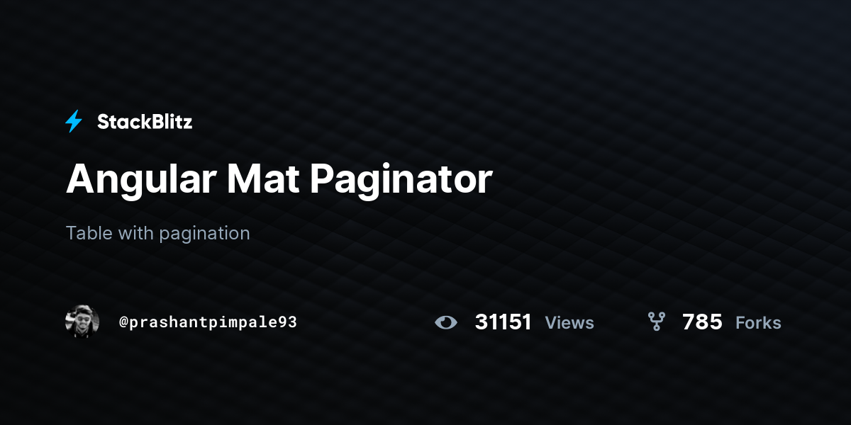 Angular Mat Paginator Stackblitz