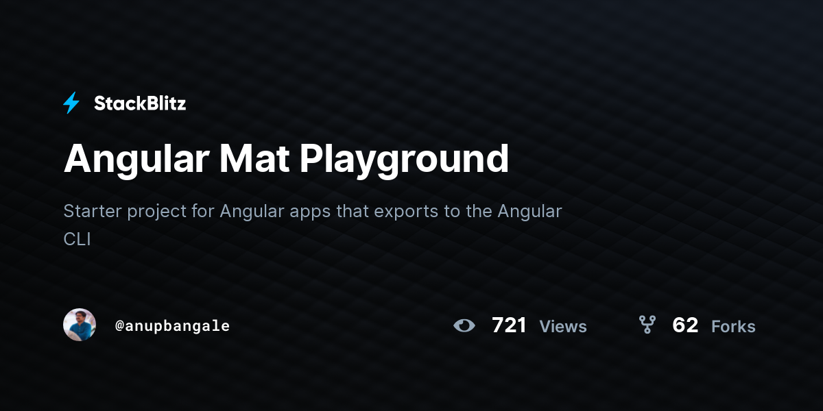 Angular Mat Playground - StackBlitz