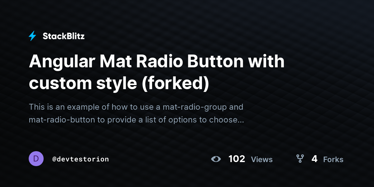 Angular Mat Radio Button with custom style (forked) - StackBlitz