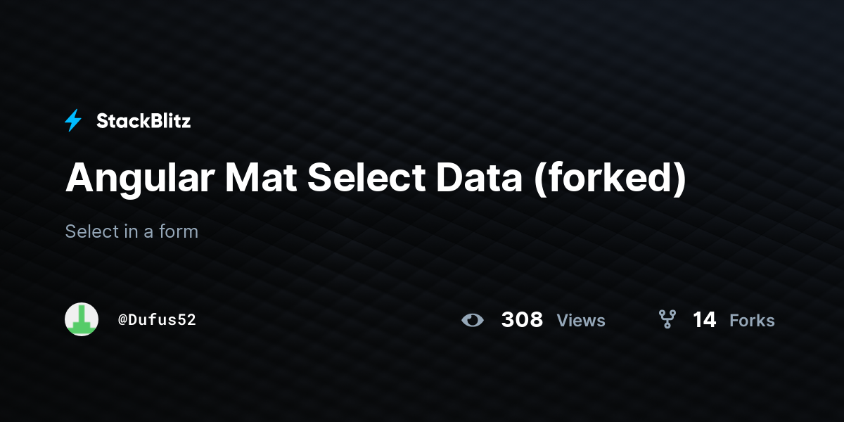 Angular Mat Select Data Forked Stackblitz 1389