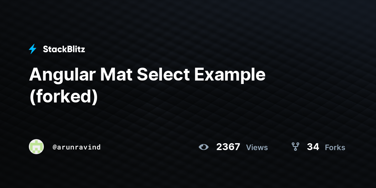 Angular Mat Select Example (forked) - StackBlitz