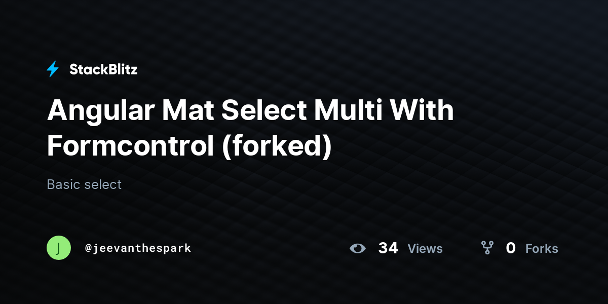 Angular Mat Select Multi With Formcontrol (forked) - StackBlitz Angular Mat Select Multi With Formcontrol (forked) - StackBlitz