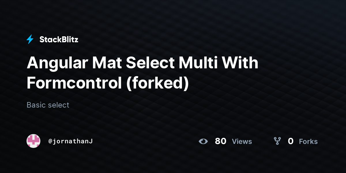 Angular Mat Select Multi With Formcontrol (forked) - StackBlitz Angular Mat Select Multi With Formcontrol (forked) - StackBlitz