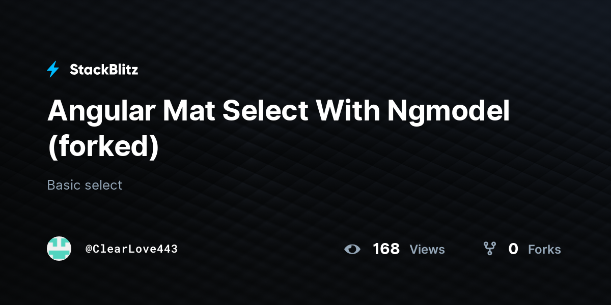 Angular Mat Select With Ngmodel (forked) - StackBlitz
