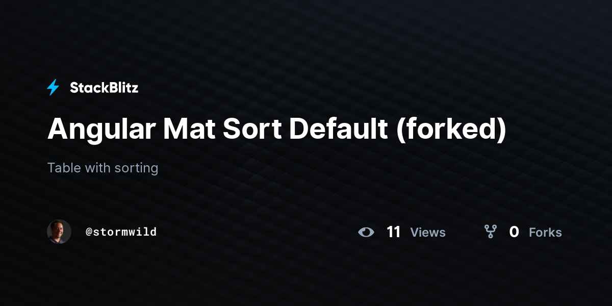 Angular Mat Sort Default (forked) - StackBlitz