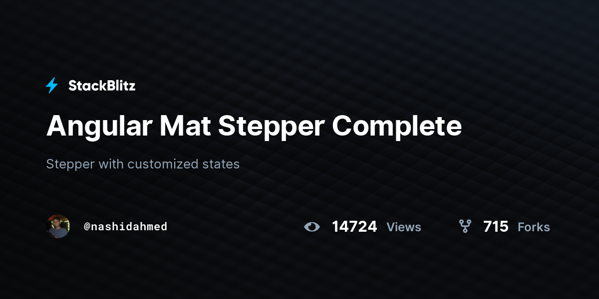 Angular Mat Stepper Complete Stackblitz