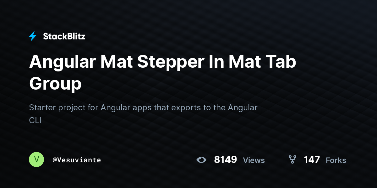 Angular Mat Stepper In Mat Tab Group - StackBlitz