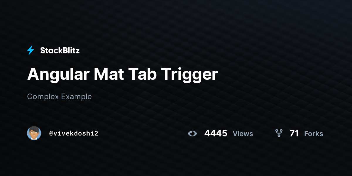Angular Mat Tab Trigger - StackBlitz
