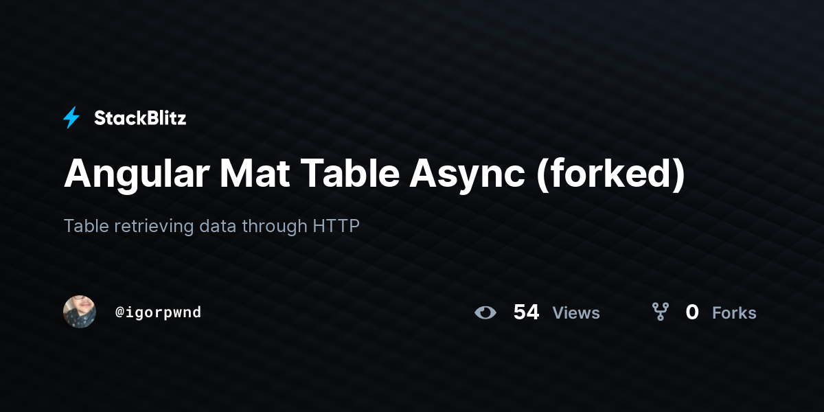 Angular Mat Table Async (forked) - StackBlitz