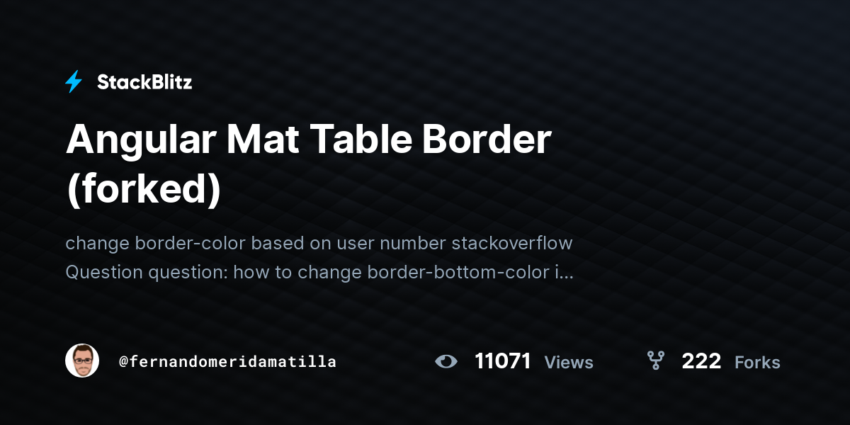Angular Mat Table Border (forked) - StackBlitz