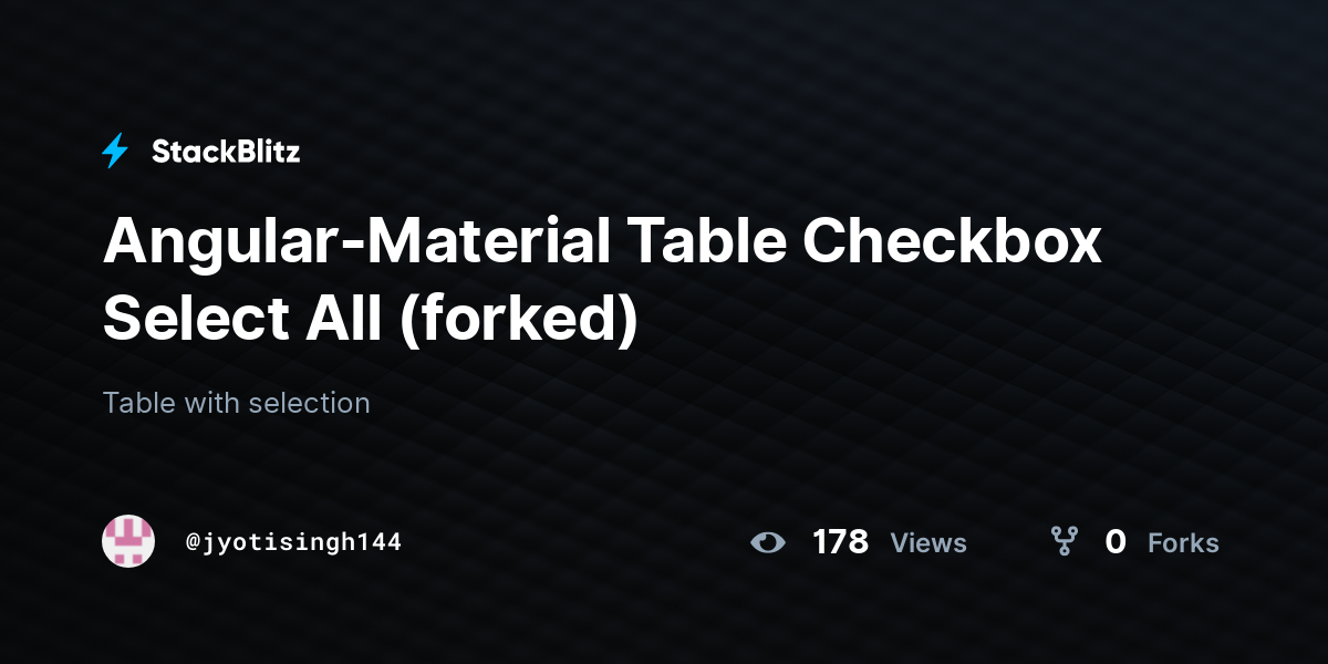 Angular-Material Table Checkbox Select All (forked) - StackBlitz