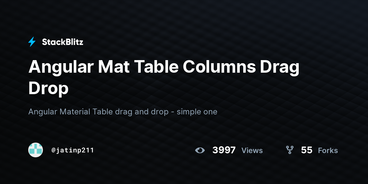 Angular Mat Table Columns Drag Drop - StackBlitz