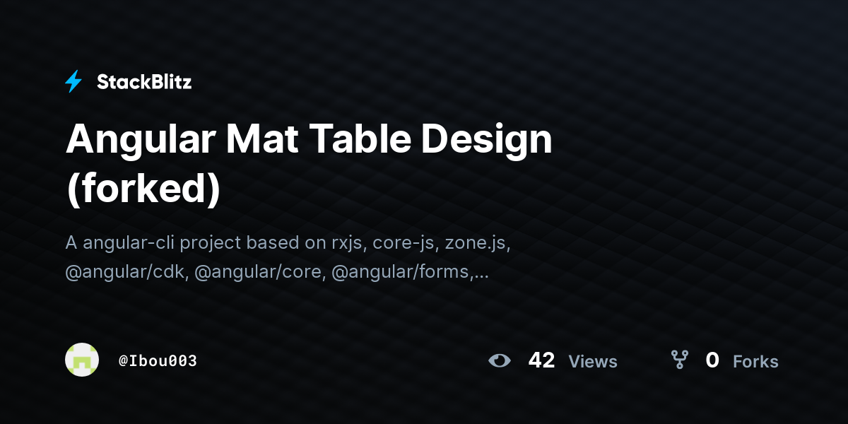 Angular Mat Table Design (forked) - StackBlitz