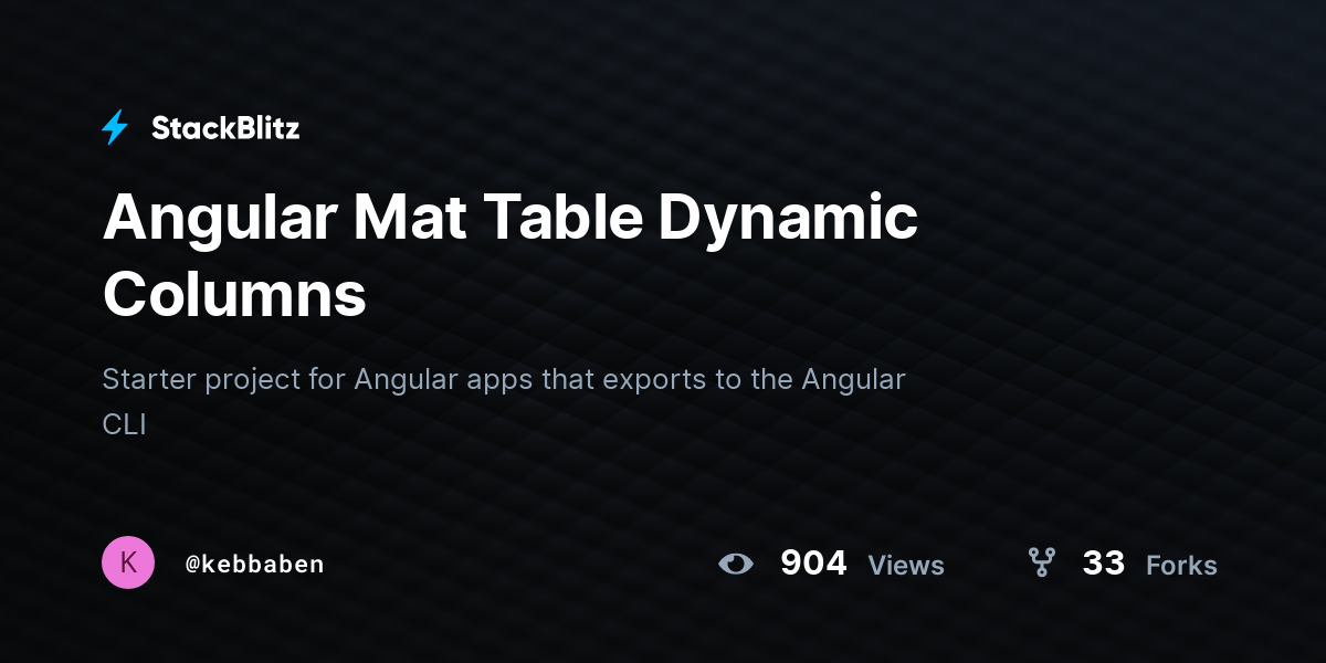 Angular Mat Table Dynamic Columns - StackBlitz