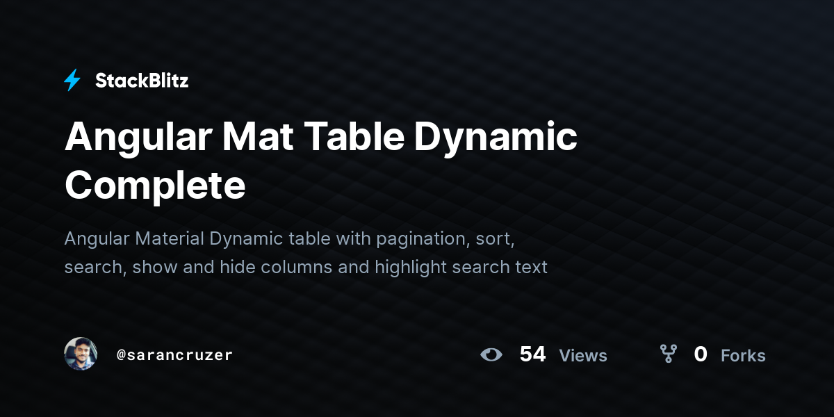 Angular Mat Table Dynamic Complete - StackBlitz