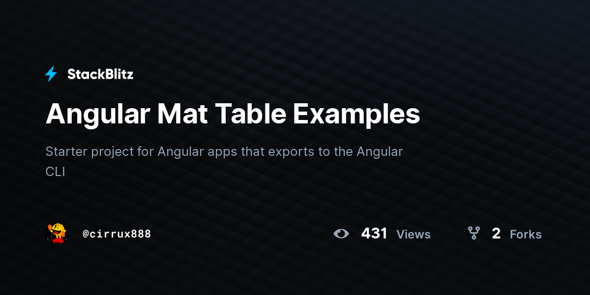 Angular Mat Table Examples - StackBlitz