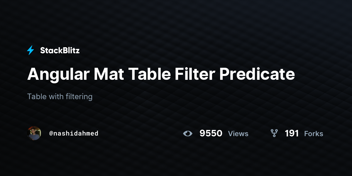 Angular Mat Table Filter Predicate - StackBlitz