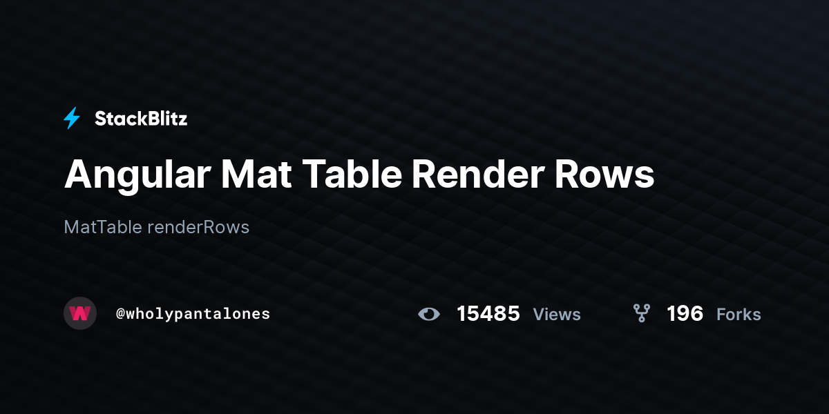 Angular Mat Table Render Rows - StackBlitz