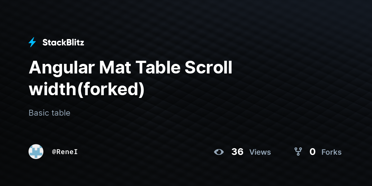 Angular Mat Table Scroll width(forked) - StackBlitz Angular Mat Table Scroll width(forked) - StackBlitz