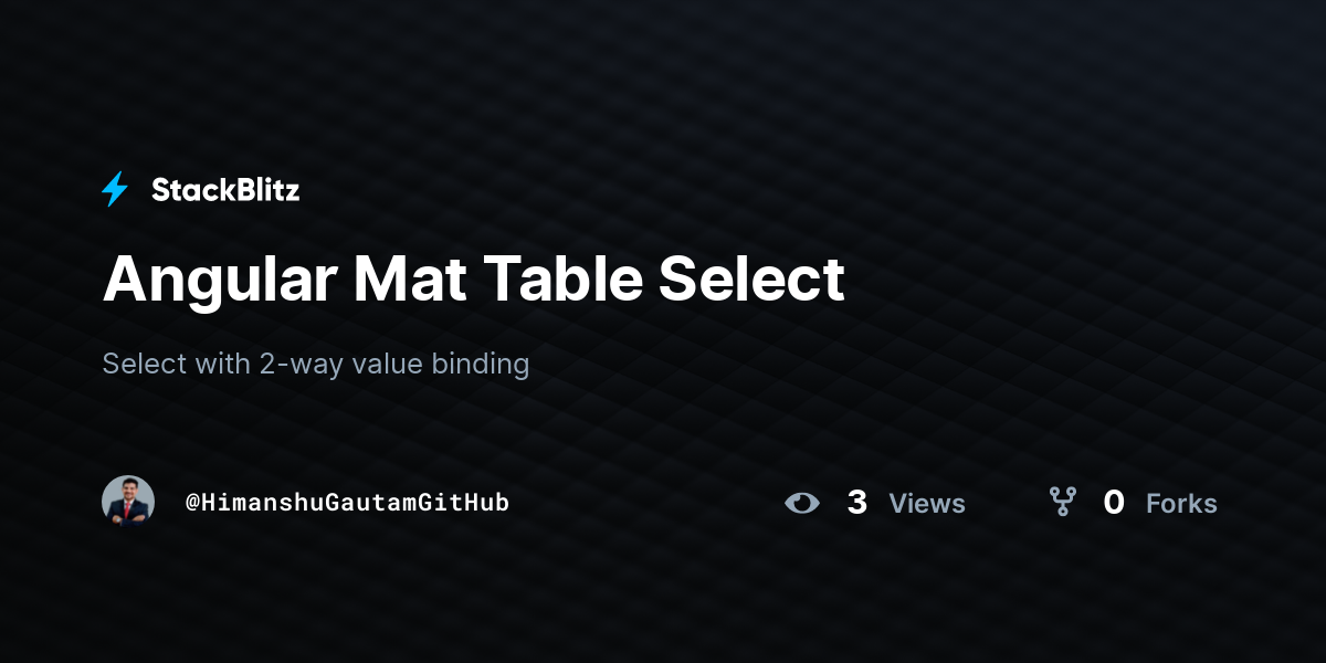 Angular Mat Table Select - StackBlitz