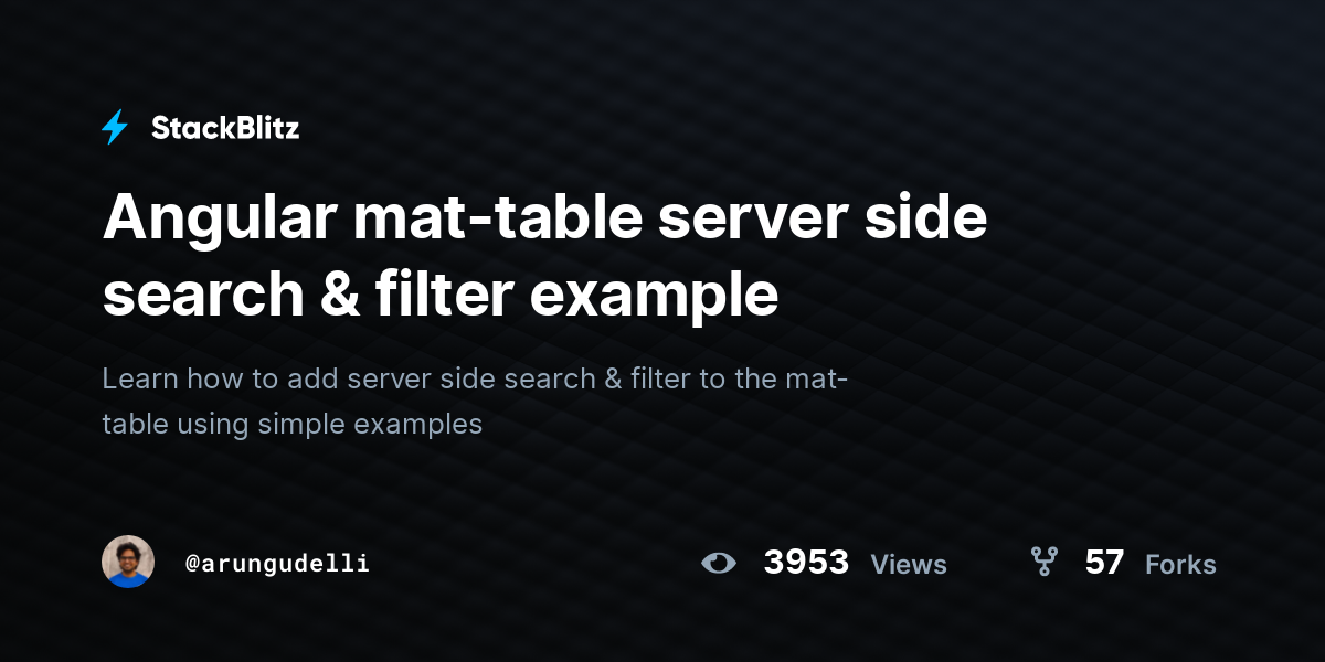 Angular mat-table server side search & filter example - StackBlitz