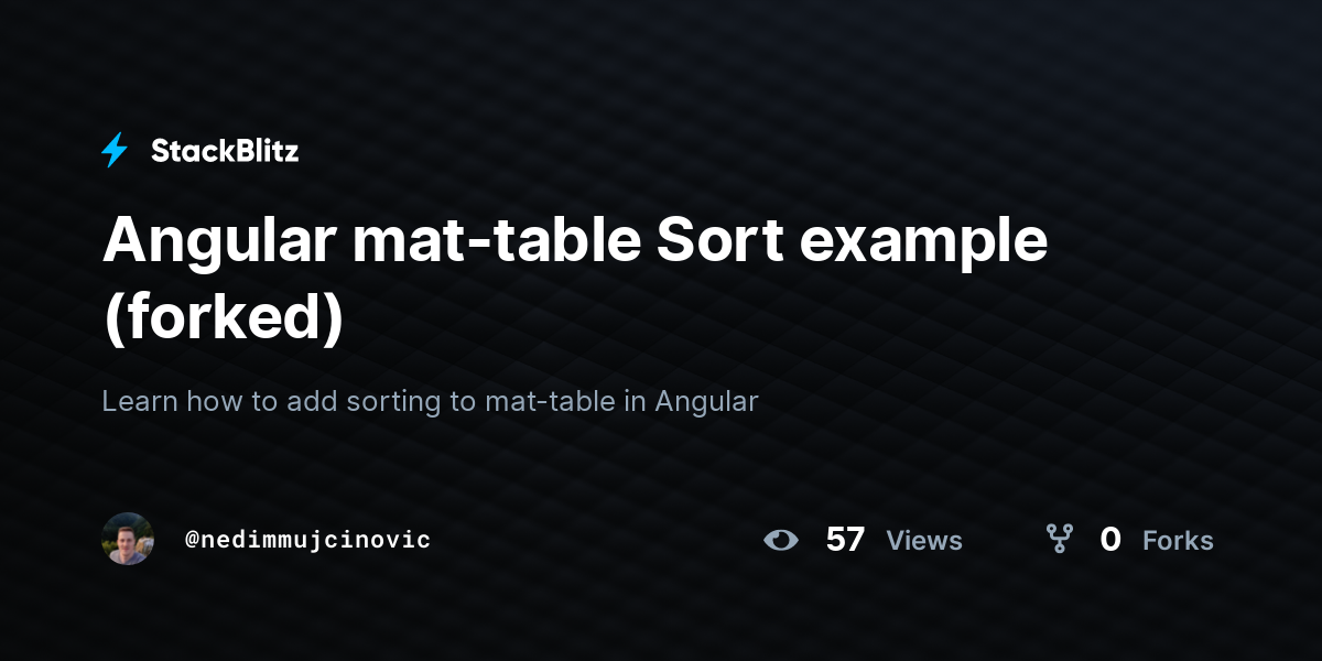 Angular mat-table Sort example (forked) - StackBlitz Angular mat-table Sort example (forked) - StackBlitz