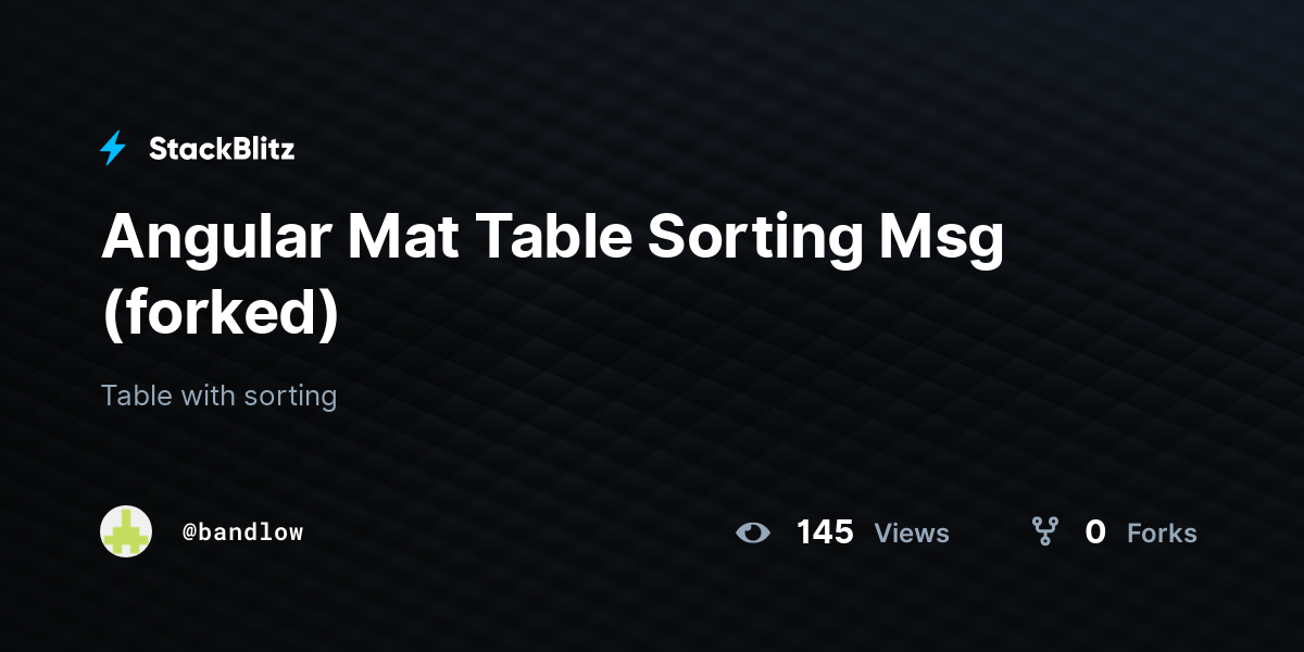 Angular Mat Table Sorting Msg (forked) - StackBlitz Angular Mat Table Sorting Msg (forked) - StackBlitz
