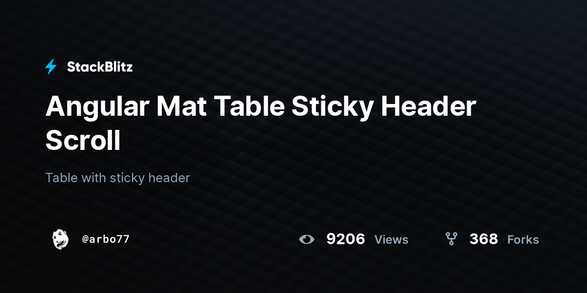 Angular Mat Table Sticky Header Scroll - StackBlitz